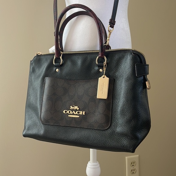 Coach | Bags | Coach Emma Large Satchel In Signature Canvas Colorblock ...
